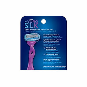 Schick Hydro Silk Moisture Razor Blade Refills, 4 Count | 5-Blade Moisturizing Razors for Women | Womens Moisturizing Razor Refills