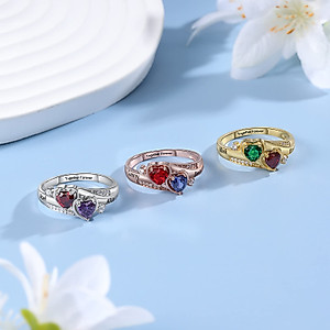Diamondido Personalized Simulated Birthstones Promise Rings for Her Engraved Names Engagement Rings Bridesmaid Gifts (8)