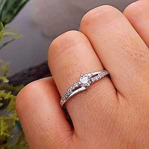 Dazzlingrock Collection 0.33 Carat (ctw) 10K Round Cut Diamond Bridal Wave Promise Engagement Ring 1/3 CT, White Gold, Size 6.5