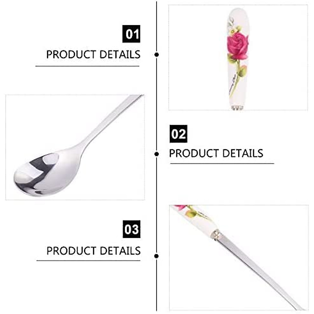 Aiptosy 6 Pack Stainless Steel Coffee Spoon Ceramic Handle Teaspoon Sugar Spoon Ice Cream Desert Spoon Stirring Soup tableware