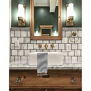 Lykia Turkish Hand Towel Set of 2 - Decorative Hand Towels for Bathroom and Kitchen - 100% Cotton 17x40 Inches - Great for Bath and Farmhouse Boho Style Housewarming Decor Gifts (Black and White)