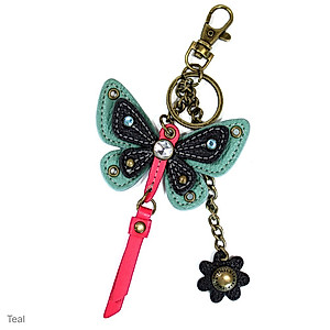 CHALA Charming Crossbody Mid Size Handbag with Mini Butterfly/Dragonfly Key fob (Dark Brown)