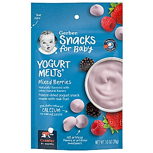 Gerber Baby Snacks Yogurt Melts, Mixed Berries, 1 Ounce (Pack of 2)