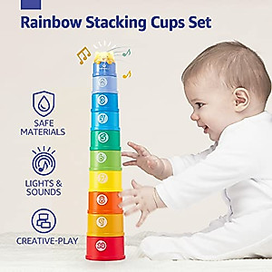 Stacking Toys for Toddlers 1-3 - Stacking Cups - Montessori Toys Baby Toys for 1 Year Old Toys for Boys Girls Toddler Toys Age 1-2 Numbers Shapes Patterns Learning Toys One Year Old Boy Birthday Gift