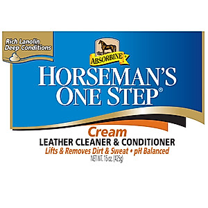Absorbine Horseman’s One Step Leather Cleaner & Conditioner Cream, Vinyl/Leather Treatment to Clean, Protect, Restore & Prevent Dryness, 15oz