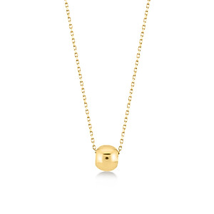 14k Solid Gold Bead Necklace | 14k Yellow Gold Small Bead Pendant Necklaces for Women | Beaded Necklace | Delicate Round Jewelry | Gifts for Christmas, 18"