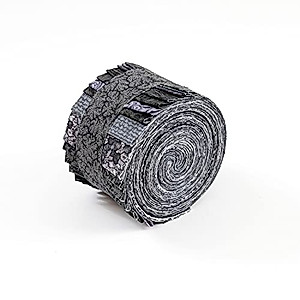 AbsoluteBestChoice 18 Strips Tone-on-Tone Black Fabric Jelly Roll 2.5 inch pre-Cut 100% Cotton Fabric Quilting Strips