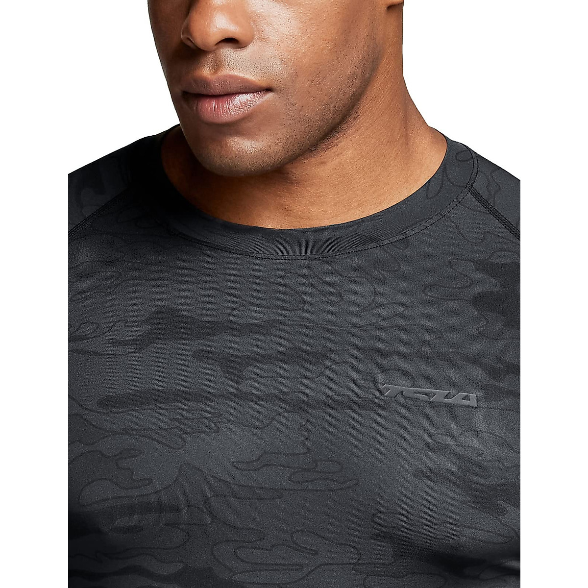 TSLA Men's UPF 50+ Compression 3-Pack - Long Sleeve Athletic Workout Shirt, Water Sports Rash Guard, Large Black/Urban Camo