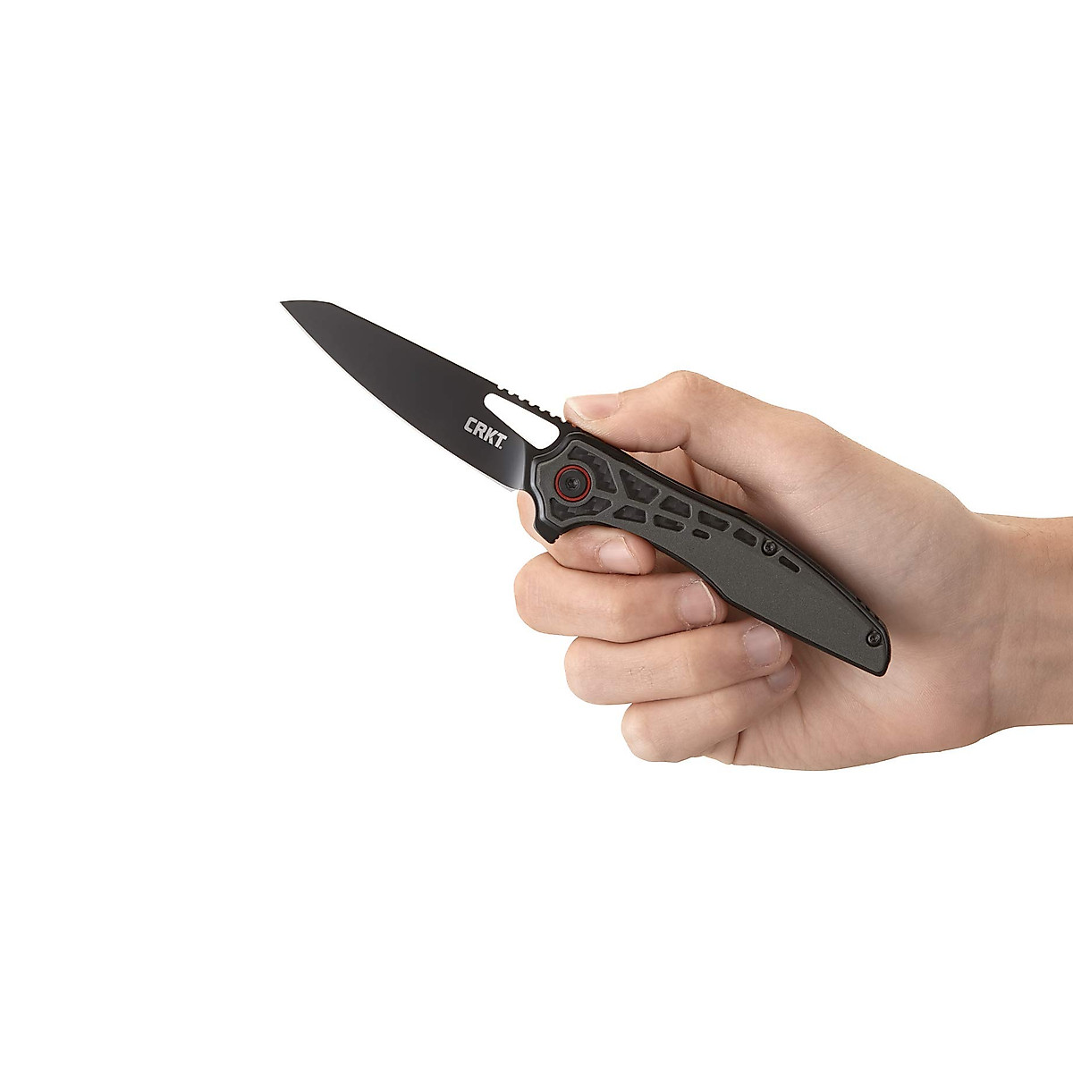 COLUMBIA RIVER KNIFE & TOOL Thero EDC Folding Pocket Knife: Everyday Carry Folder, Plain Edge, Sheepsfoot Blade with Black Oxide Finish, Flipper, Glass Reinforced Nylon and Carbon Fiber Handle 6290