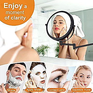 DECLUTTR Wall Mounted Makeup Mirror with 5X Magnification, 8 Inch Double Sided Vanity Magnifying Mirror for Bathroom, Black