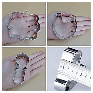 Moleou Baby Shower Cookie Cutter Set, 7Piece Cookie Cutters Include: Onesie, Bib, Baby Carriage, Bottle, Rattle, Rocking Horse and Frame, with Extra Gift 2Pcs Sugar Stir Needle