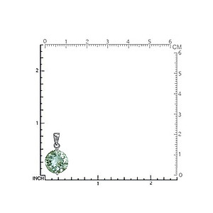 Silvershake 5.45ct. 12mm Round Shape Natural Green Amethyst White Gold Plated 925 Sterling Silver Solitaire Pendant
