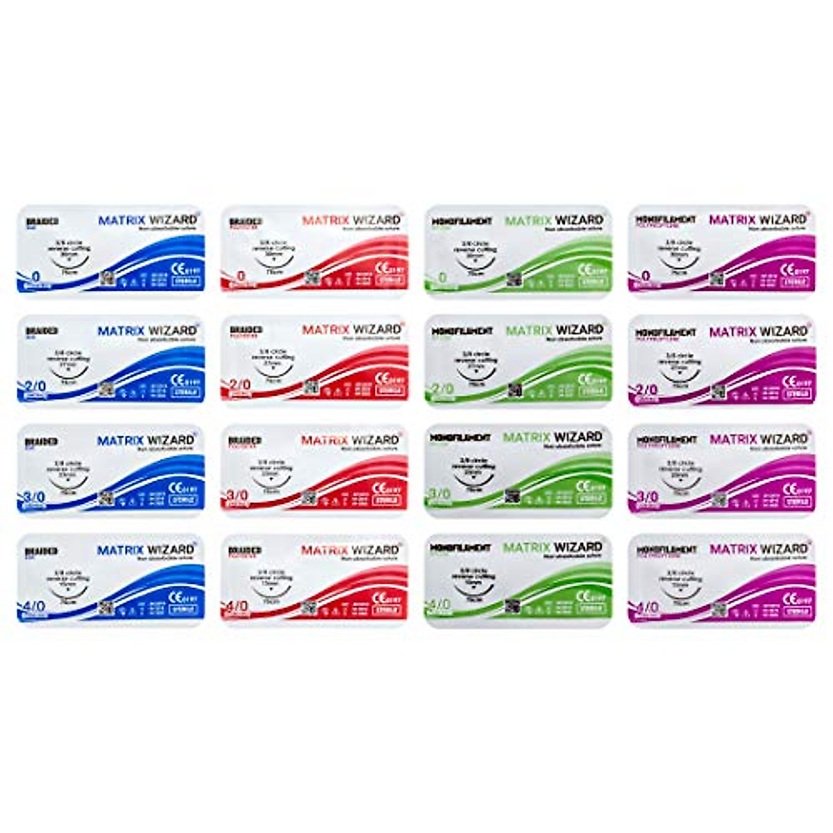 Sterile Sutures Thread with Needle Plus Tools - First Aid Field Emergency, Trauma Practice Suture Kit; Taxidermy; Medical, Nursing and Vet Students (16 Mixed 0, 2/0, 3/0, 4/0 with 12 Instruments) 28PK