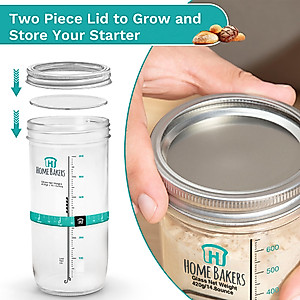 Ameeze Premium Sourdough Starter Jar Kit - 24oz Wide Mouth Glass Jar with Feeding Tracker, Thermometer, Silicone Scraper, and Airtight Lid - Complete Kit for Easy Artisan Bread Baking