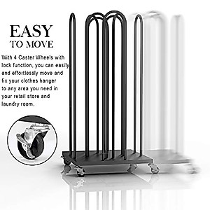 Hanger Organizer Stacker,4 in 1 Hanger Rack Stand with Swivel Caster Wheels for Laundry Room, Retail Store (Black, 1)