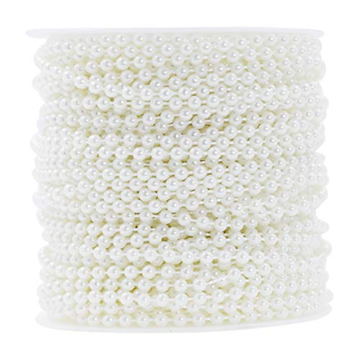 Mandala Crafts Faux White Pearl Beads Garland - 4mm 44 Yds White Pearl Strands Spool Pearl String Bead Roll Pearl Garland for Wedding Party Christmas Tree Decoration