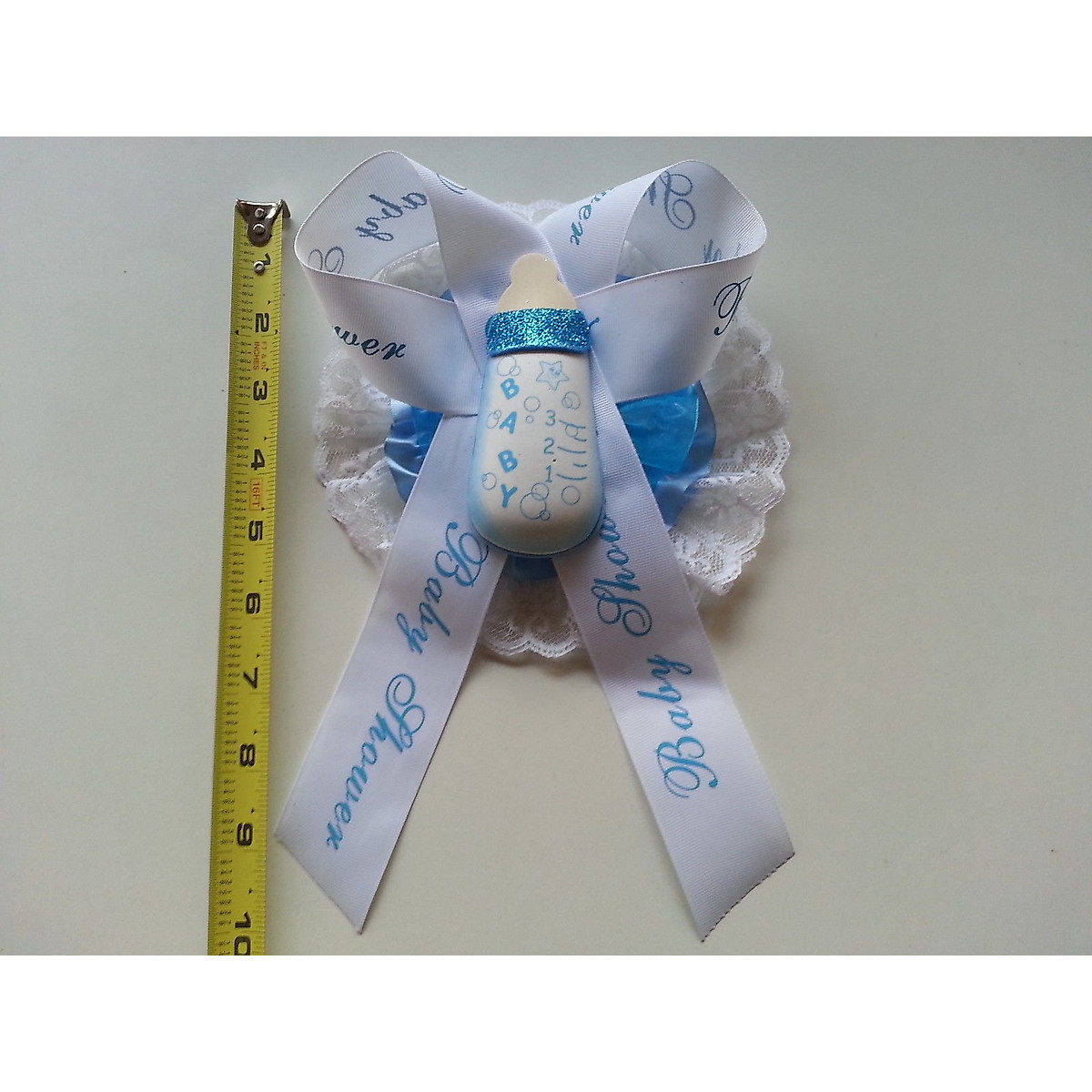 Welcome Baby Shower Mom To Be It's a Boy Sash Blue Bottle Ribbon and Corsage