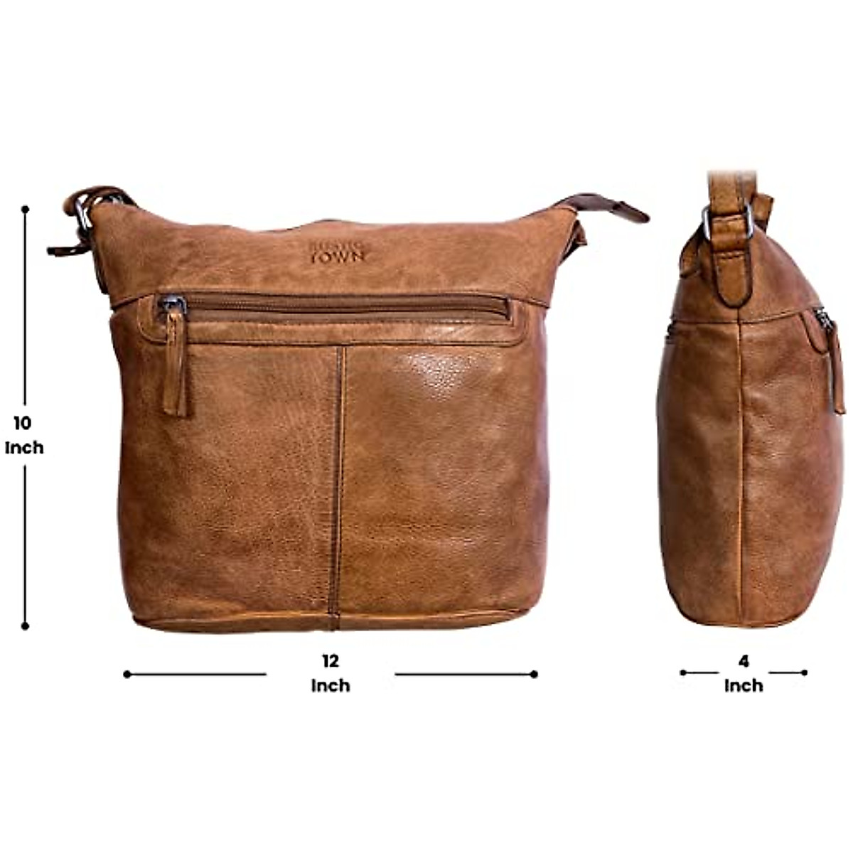 Leather Sling Bag for Women - Washed Leather Crossbody Bag Vintage Travel Shoulder Purse Handbag for Girls