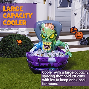 JOYIN Novelty Inflatable Zombie Happy Halloween Drink Cooler Party Beverage Holder, (25"x 34"x 32" Approximate Inflated Size) for Indoor Outdoor Home Halloween Birthday Party Decorations