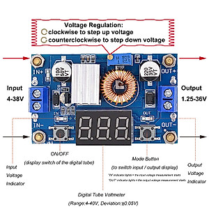 [2 Pack] DC-DC 5A Buck Converter 4-38V to 1.25-36V Step-Down Voltage Regulator High Power Module with LED Display