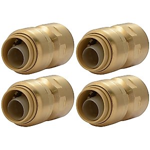SharkBite 1/2 x 1/2 Inch FNPT Adapter, Pack of 4, Push To Connect Brass Plumbing Fitting, PEX Pipe, Copper, CPVC, PE-RT, HDPE, U072LFA4