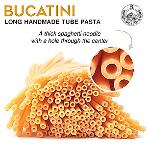 Morelli Bucatini Pasta Noodles - Premium Organic Italian Pasta from Italy - Handcrafted, Family Owned Gourmet Pasta Brand - Durum Wheat Semolina Pasta 17.6oz / 500g - Pack of 2