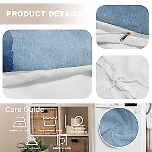 BaoNews Blue Grey Watercolor Ombre Blue Duvet Cover Set King Size,3 Pieces Bedding Set Hotel Quality 100% Cotton Comforter Cover Set with 2 Pillowcases(No Filler)