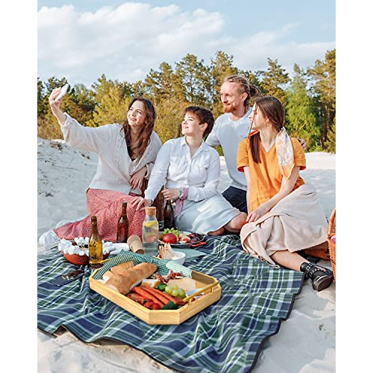 Dormmi Wooden Tray, Serving Tray with Handles 16 inch Rhombus Solid Wood Trays for Serving Breakfast in Bed, Lunch, Dinner, Appetizers, Patio, Ottoman, Coffee Table, BBQ, Party