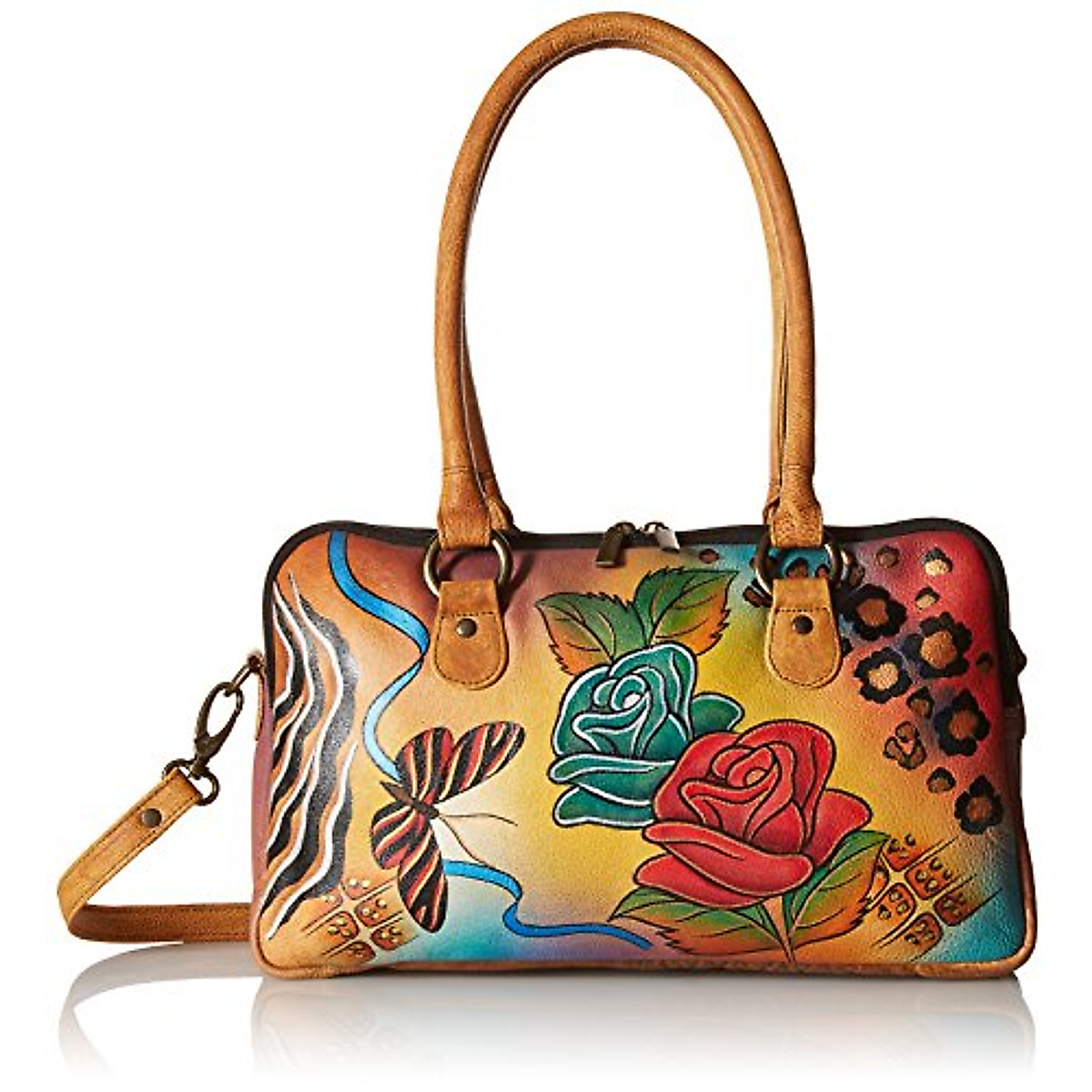 Anna by Anuschka womens Satchel Handbag Genuine Leather, Rose Safari, No Size US