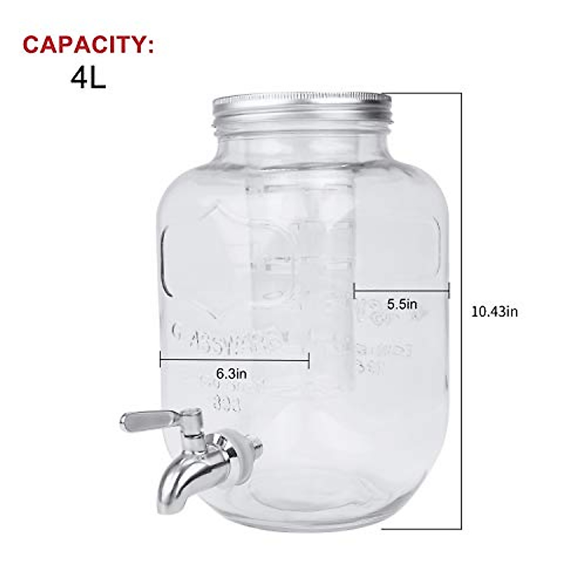 Beverage Dispenser Mason Jar with Lid Leak free 1 Gallon, Entertainment Glassware for Water, Juice, Cold Drinks & More