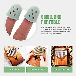 MILISTEN 2pcs Soft Kalimba Finger Protector, Kalimba Silicone Finger Fingertip Protectors, Kalimba Thumb Protector, Guitar Thumb Picks Finger Sleeve for Beginners Starters Kids Adult, Green