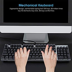 Demeras Keyboard Replacement Computer Accessory Comfortable Mechanical Keyboard Durable Rugged Stable Gaming Keyboard 04 Key Keyboard for Laptop for PC for Gaming