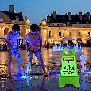 4 PCS Reflective Slow Down Kids at Play Sign Double Sided 24 Inch Portable Handle Children At Play Warning Board Caution Safety Signs for Street Neighborhood Yard School Park Sidewalk Driveway