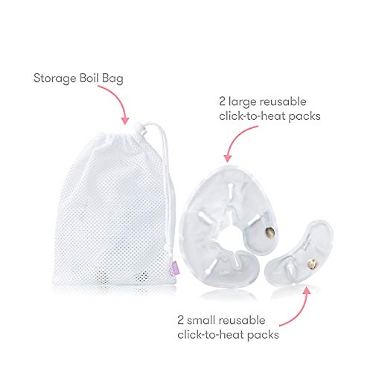 Frida Mom Instant Heat Reusable Breast Warmers | Reusable Click-to-Heat Relief in an Instant for Nursing + Pumping Moms | 2 sets - 2 small + 2 large heat packs