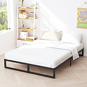 Richwanone 10 Inch Queen Bed Frame Metal Platform Mattress Foundation with Steel Slat Support, No Box Spring Needed, Easy Assembly, Black