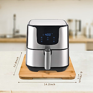 Bamboo Appliance Sliders for Kitchen Small Appliances - Counter Slider for Stand Mixer, Air Fryer, Coffee Maker, Espresso Machine, Toaster, Under Cabinet Sliding Tray for Countertop (14.2"W x 11.8"D)