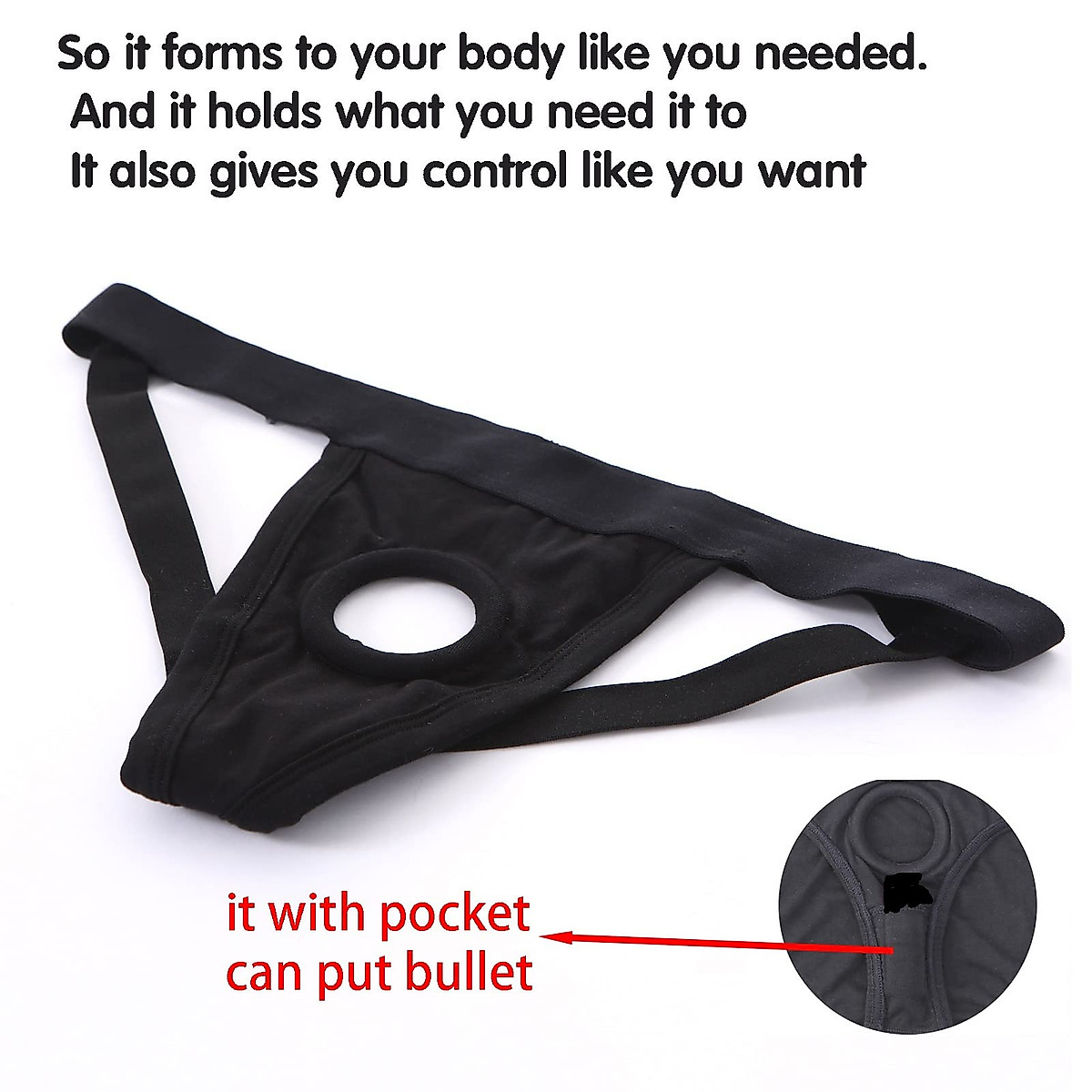 hilariouslove Strap on Harness Underwear, Strapon Harness Underpants for Strap On Underwears Strapless Panties for Men Women Black