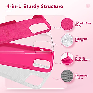 GONEZ Magnetic for iPhone 14 Pro Case, [Compatible with Magsafe] [2X Screen Protector + 2X Camera Lens Protector], Liquid Silicone Shockproof Protective Phone Case for iPhone 14 pro 6.1", Rose Red