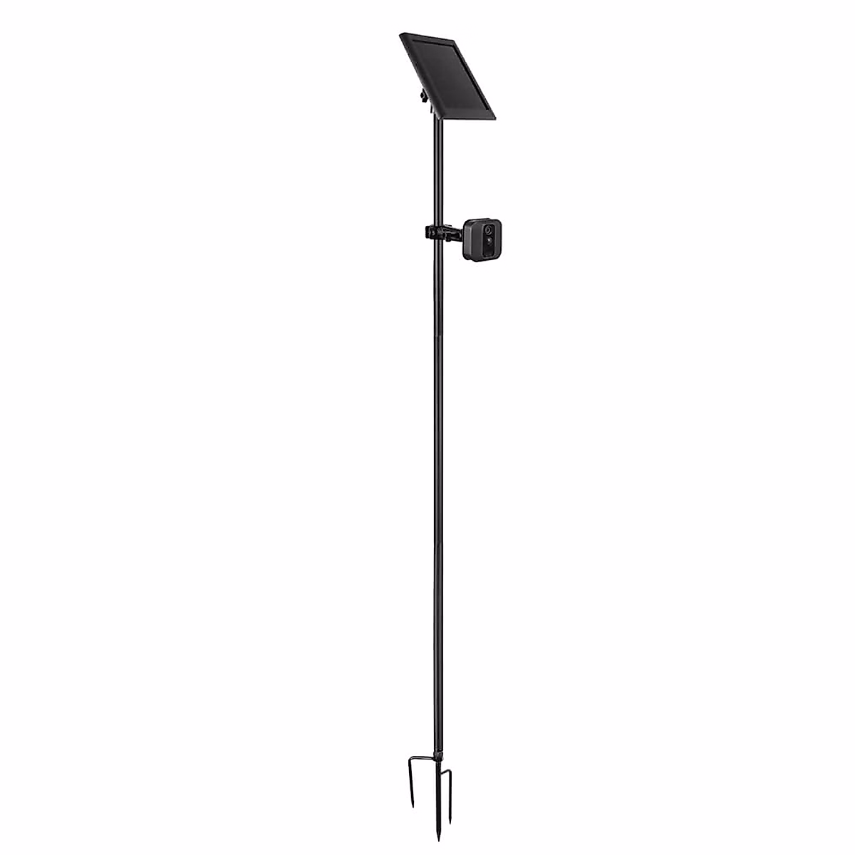 Holicfun 2-in-1 Ground Stake Mount Stand for Outdoor Security Cameras and Solar Panels, Universally Compatible with Ring, Blink, Google Nest, Eufy, Arlo, Wyze, SimpliSafe, and More (Black)