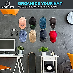 16 Pack Adhesive Hat Hooks for Wall Display, Upgraded Hat Racks for Baseball Caps Holder No Drilling Hat Hanger, Multi Purpose Hat Organizer (White)