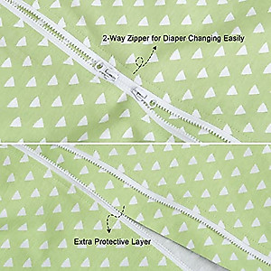 PHF 100% Cotton Baby Sleep Sack, 0-6 Months Baby Wearable Blanket, 2-Way Zipper Infant Sleeping Sack for Baby Boys Girls, 2 Pack Comfy Small Size Sleeveless Sleeping Bags, Dinosaur & Green Geometry