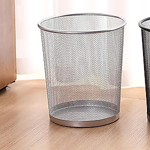 Metal Wastebasket, Mesh Trash Can Round Garbage Bin with Open Top for Home Office, 9.06 x 10.24 x 7.28
