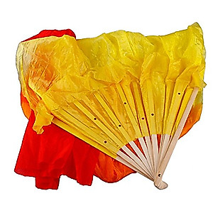Fashion Colorful 1.5M Hand Made Belly Dance Dancing Silk Bamboo Long Fans Veils