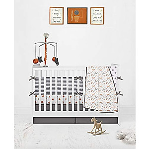 Bacati Basketball Orange/Grey Muslin Quilted Changing Pad Cover