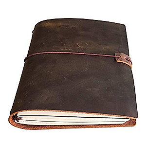 newestor A5 Travelers Notebook with 3 Lined Inserts - Refillable Leather Travel Journal for Men & Women, 90 Sheets, Brown