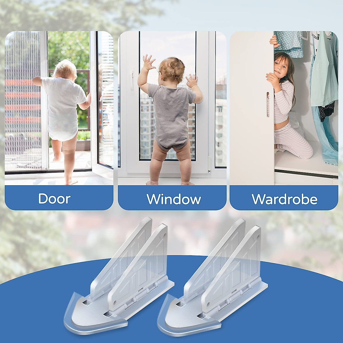 Sliding Door Lock for Kids Safety: 2 Pack Window Locks Child Proof Slide Glass Door Locks, Baby Proofing Closet Cabinet Patio Security Bar, No Drill Toddler Childproof Slider Door Window Stop