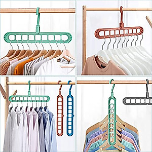 10 Space Saving Hangers,Plastic Hangers,Clothes Hangers Organizer,Smart Closet Space Saver Hanger,Nine-Hole Folding Wardrobe Closet Organizer,Home and Dormitory Student Closet Storage Hanger