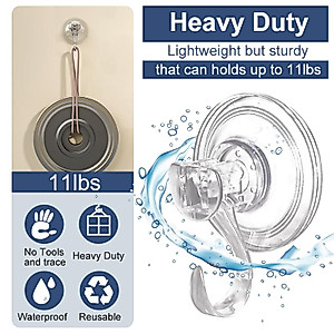 4PCS Suction Cup Hooks, Clear Heavy Duty Vacuum Suction Hooks Removable Window Glass Door Wall Suction Hangers Reusable Suction Cup Holders for Kitchen Bathroom Shower Wreath - 4 Pcs