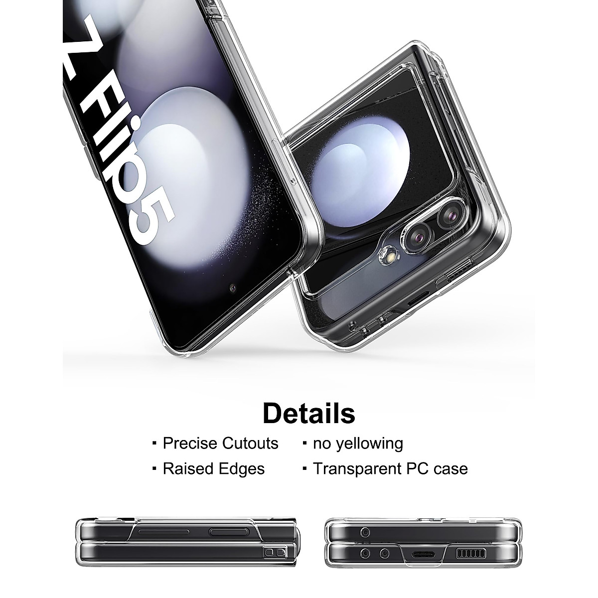 Foluu Case for Samsung Galaxy Z Flip 5, Galaxy Z Flip 5 Phone Case Clear, Hard PC Back Bumper Protective Shockproof Scratch Resistant Case for Samsung Galaxy Z Flip5 5G 2023 (Crystal Clear)