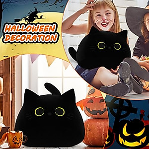 Auspicious beginning Black Cat Plush Toy-19'' Giant Black Cat Stuffed Animal, Black Cat Plushie Kawaii Plushies Cat Plush Pillow, Halloween Black Cat Decor Plush Toys Halloween Plush Gift for Kids